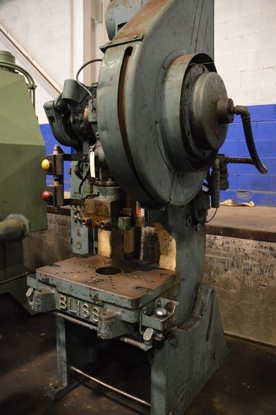 30 Ton, Bliss #20C, OBI flywheel press, 2" stroke, 9" Shut Height, 2-1/ ...
