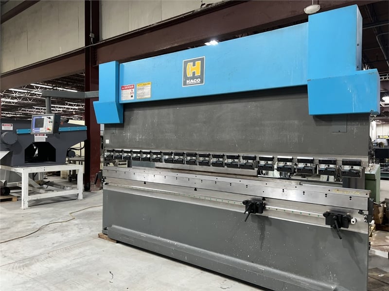 275 Ton, Haco #SRM2751210, CNC press brake, 12' overall, 4-way die, Easybend 2D CNC Control ...