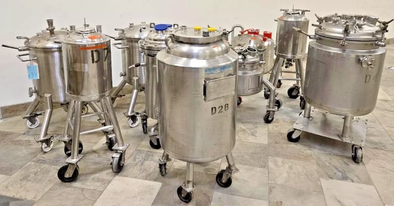 Lot of 8 Stainless Steel Portable Jacketed Vessel Tank Fermentation Bio ...