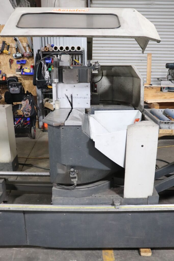 Elumatec #DG-244/02, twin head automatic double end miter saw, 5.5 HP ...
