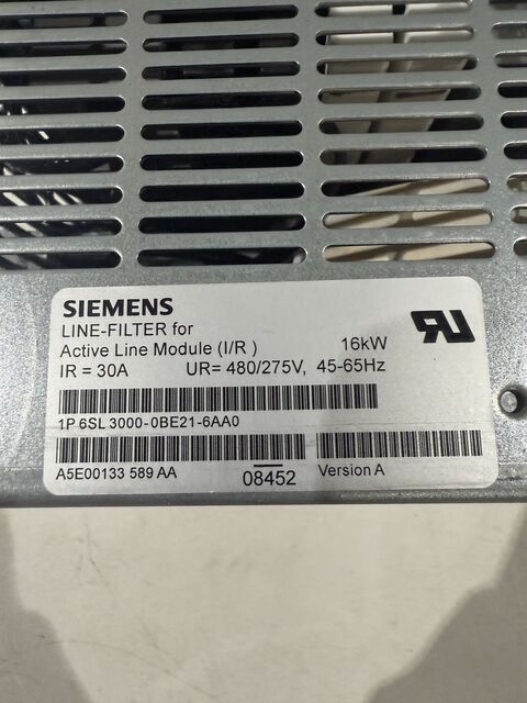 Siemens #1P6SL3000-0BE21-6AA0, Line Filter, 16 kW, 30 Amps, 480/275 V ...