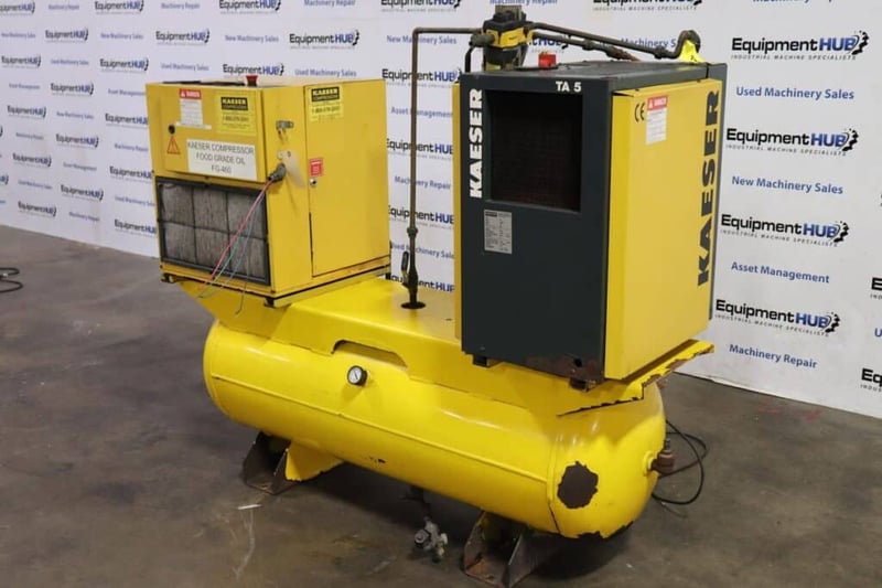 20 cfm, Kaeser #SX6, rotary screw air compressor with TA5 air dryer, 5 HP, 230 V., 46401 hours ...