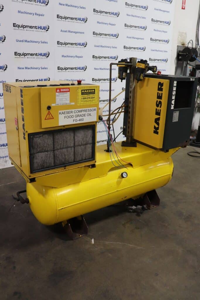 20 cfm, Kaeser #SX6, rotary screw air compressor with TA5 air dryer, 5 HP, 230 V., 46401 hours ...