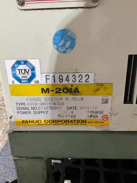 Fanuc #M-20IA/20T, Industrial Robot Parts, R-30IB Controller, 3 Phase, 50/60 Hz, 3 kVA, 220 V ...