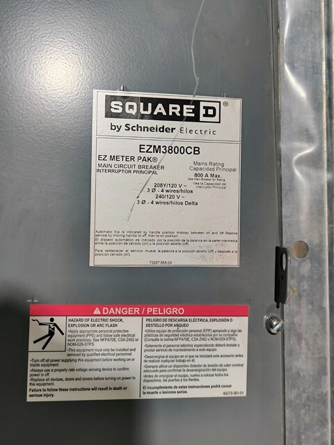 800 Amps, Square D, EZM3800CB, EZ Meter Pak Circuit Breaker Enclosure ...