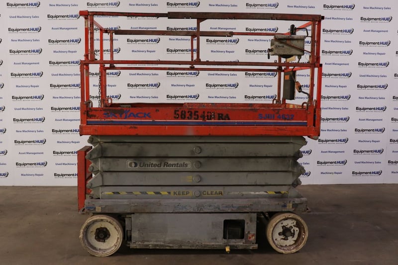 700 lb. Skyjack #SJIII-4632, 2 person electric scissor lift aerial work platform manlift, 32 ...