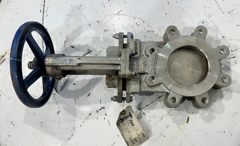 4" FNW #65B-1-316SS, Knife Gate, Class 150 lb., 2" thick Face to Face ...