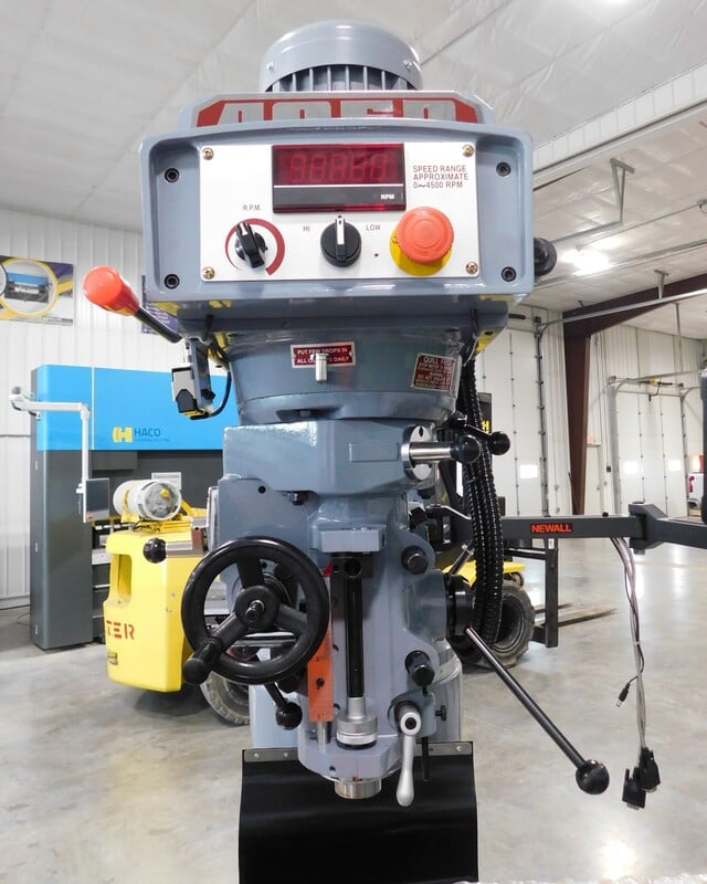 Acer #3VS-II E-Mill, vertical mill, 9" x49" tbl., 3 HP, 34" X, 12" Y ...