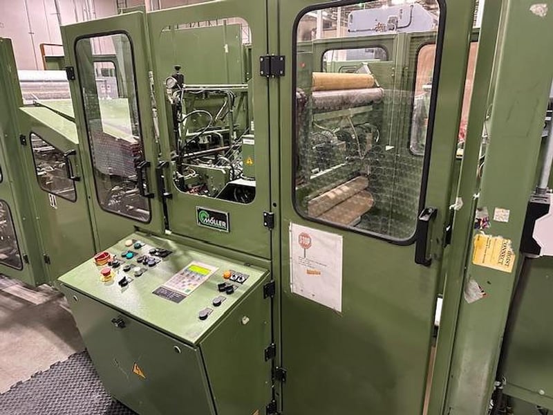 Moller #RW-800, 30" wide wrapping paper rewinder, over wrapper, shrink ...