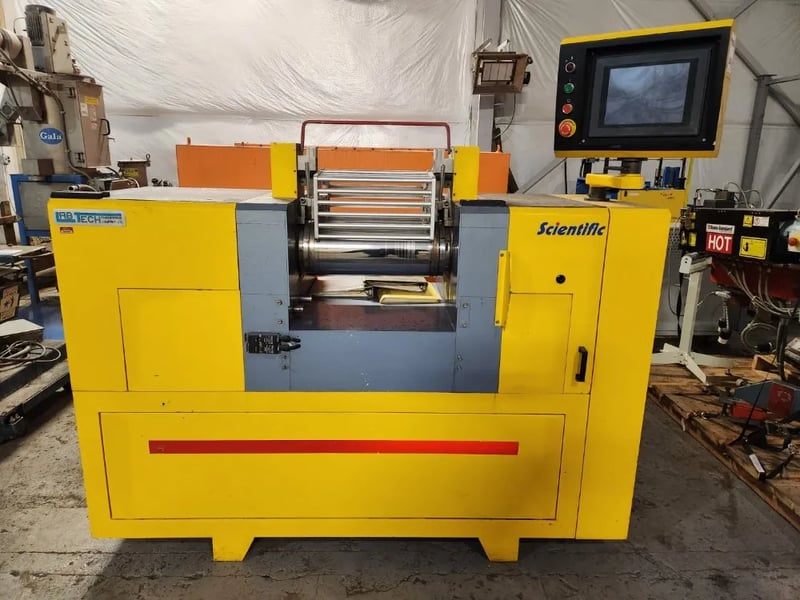 Labtech Scientific #LRM-SCR-200/3E, Two Roll Mill, 450 mm x 200 mm, 28. ...