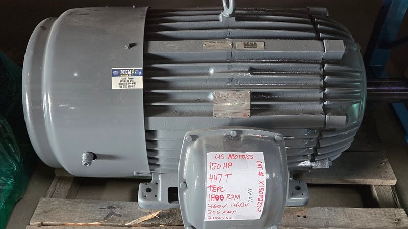 150 HP 1800 RPM U.S. Motors, Frame 447T, TEFC, 460 Volts For Sale ...