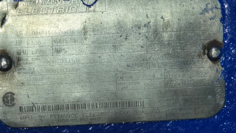 300 HP 1800 RPM RELIANCE, FRAME 445TS DP 460V For Sale | Surplus Record