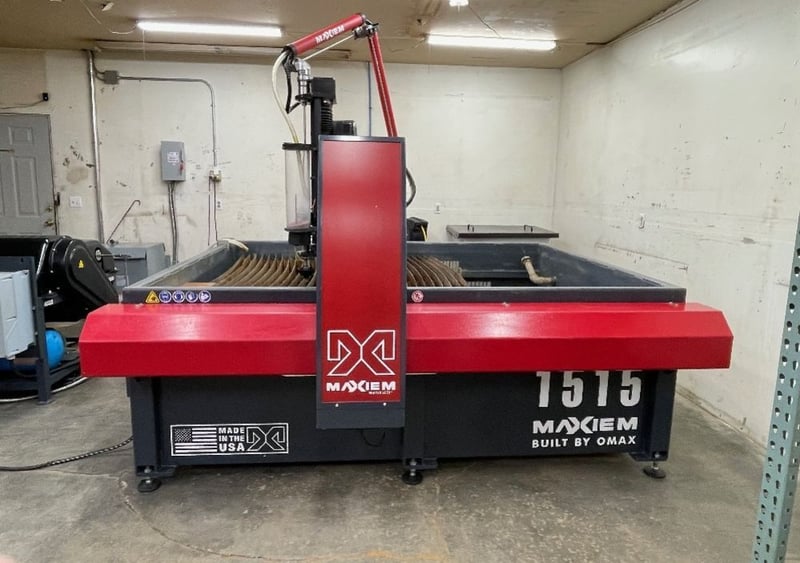 Omax #Maxiem-1515, waterjet cutter, 5.2' x5.2' tbl., 20 HP, 50000 psi ...