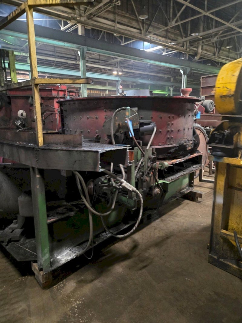 B & P #85B, muller with dust hood, motor & gearbox, batch hopper ...