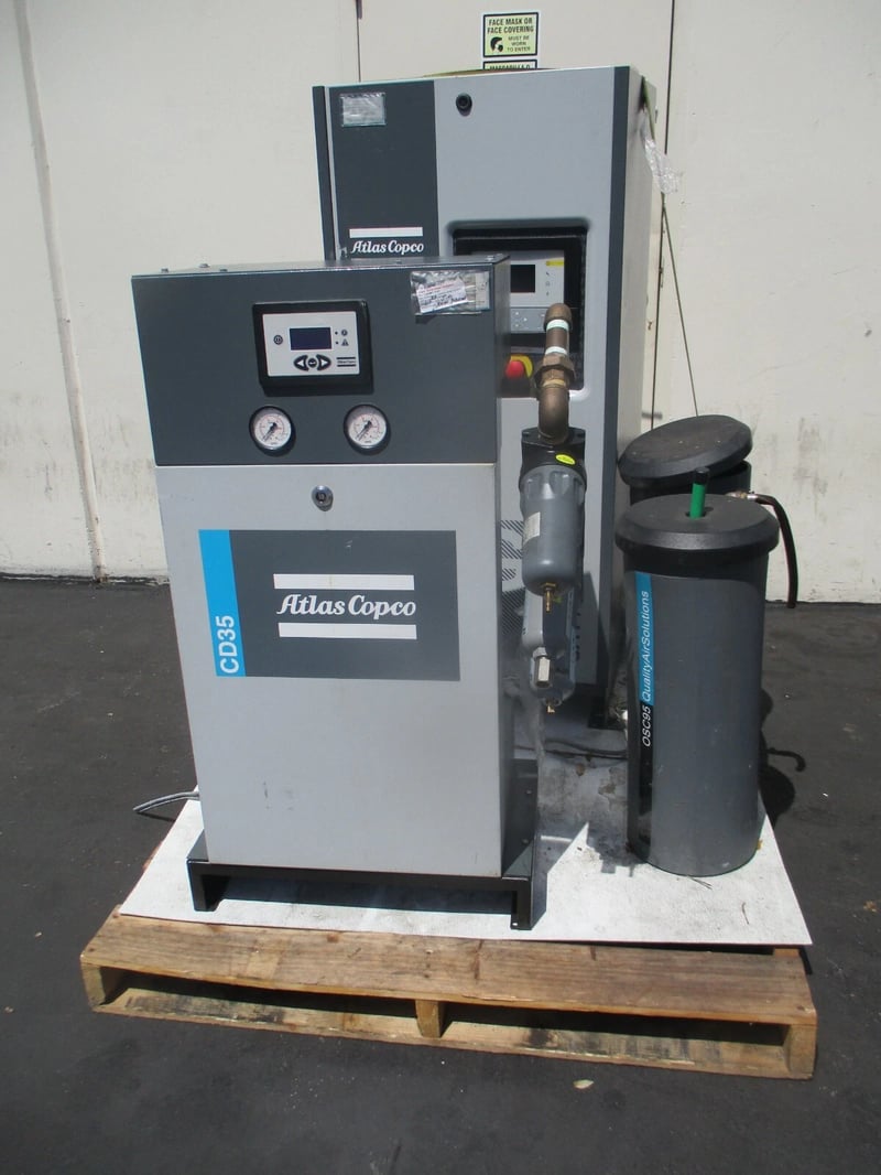 68 cfm, 232 psig, Atlas Copco #GA11VSD+, rotary screw compressor, CD35 ...
