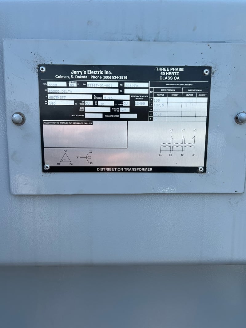 3000 KVA 25000 Delta Primary, 480Y/277 Secondary, Ready To Ship For ...