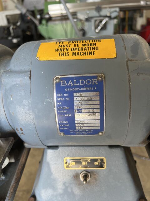 Baldor #500, Carbide Tool Grinder, 6" Wheel, 1" face, 1/2 HP, 3450 RPM ...