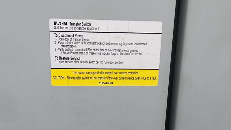 1000 Amp. Eaton, service entrance rated automatic transfer switch, 480 ...