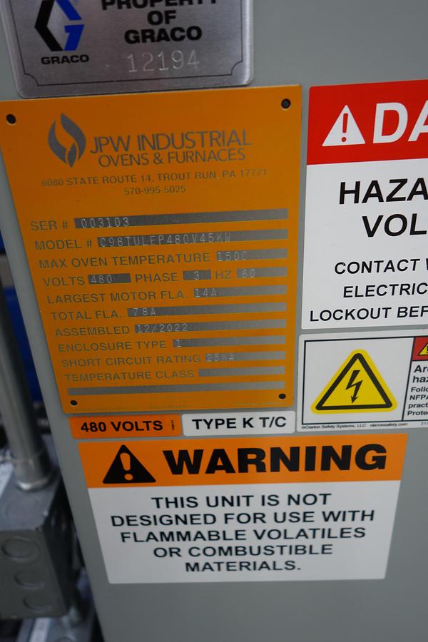 JPW #C2-83-139TULEP480V45-60KW, Conveyor Oven, 2 zone, separate ...