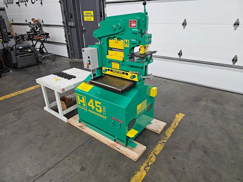 Uni-Hydro #45-14, compact 3 station ironworker, 45 ton, 1 phase, 220 V ...