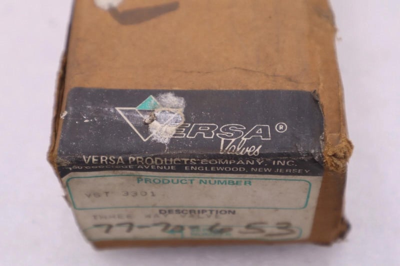 VERSA VALES VST 3301 S/N 77-70-653 THREE WAY VALVE STOCK #B-855 For ...
