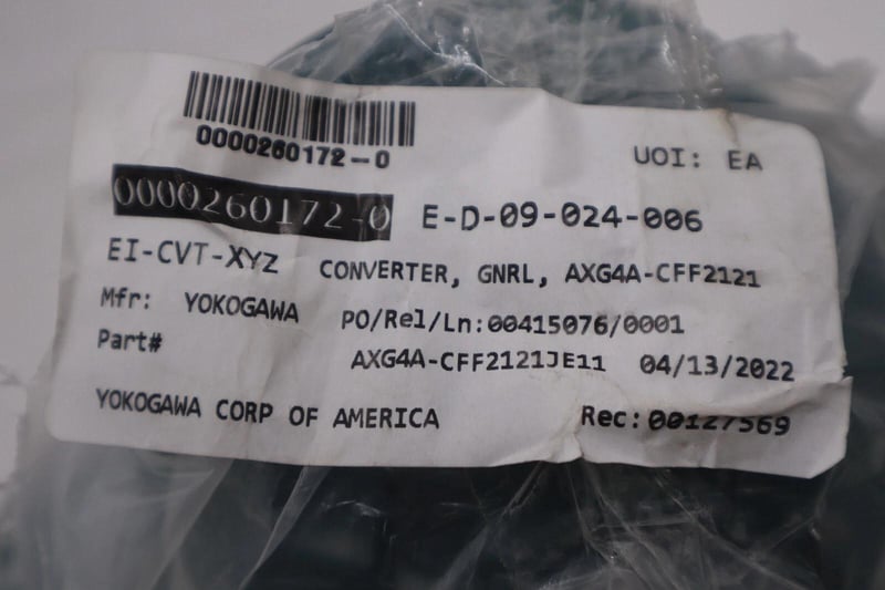 NEW YOKOGAWA AXG MAGNETIC FLOWMETER AXG4A -CFF2121JE11/MC STOCK G378A ...
