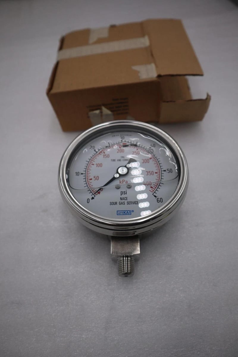 NEW Wika 4" NACE Sour Gas Service Gauge Range 0-60 PSI 0-400 kPa STOCK ...