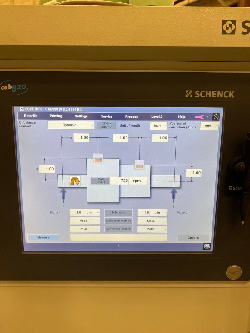 6500 lb. Schenck #H40, Belt Drive, 63" diameter, 112" length, like new ...