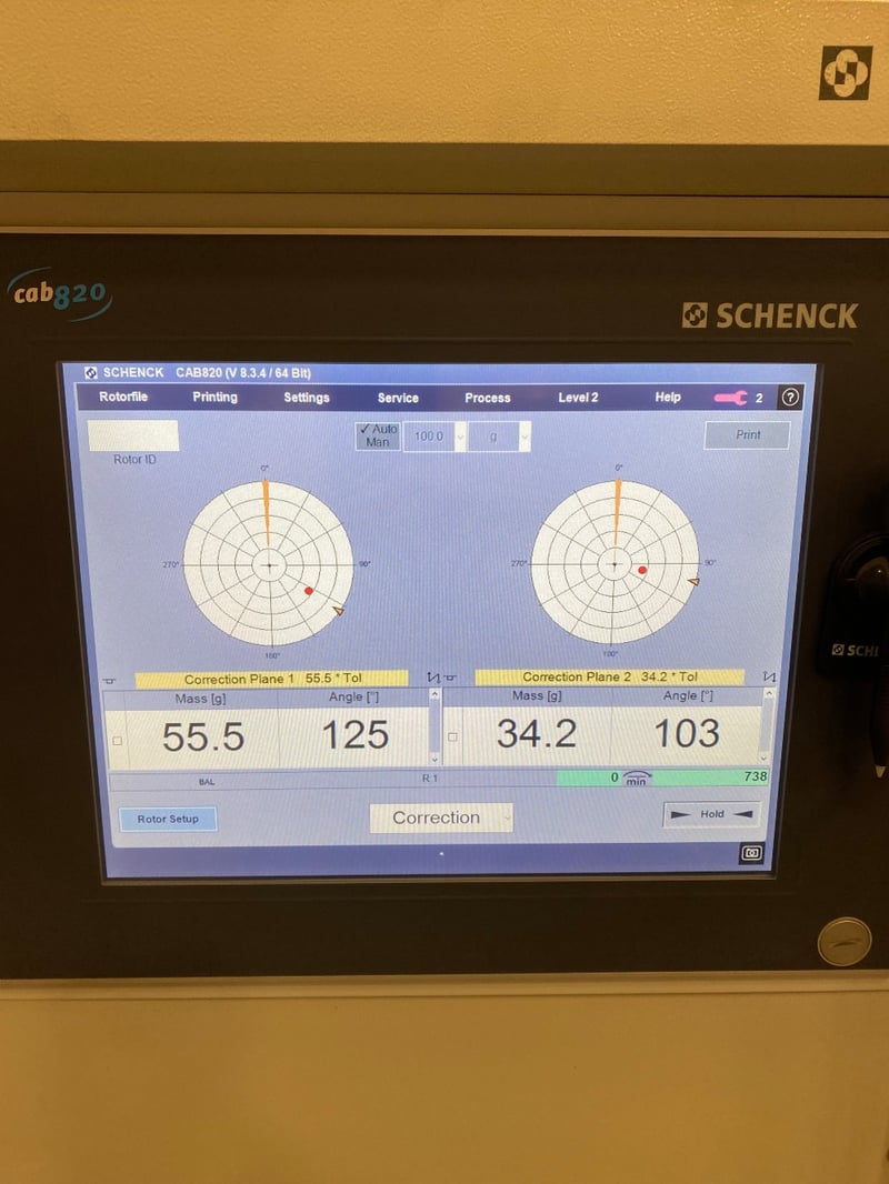 6500 lb. Schenck #H40, Belt Drive, 63" diameter, 112" length, like new ...