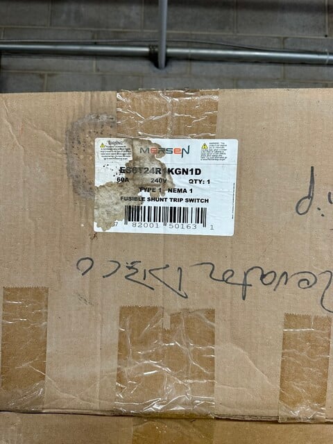 60 Amp. Mersen, ES6T24R1KGN1D, 240 Volt Fusible Shunt Trip Switch ...