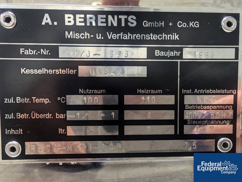 5 Liter Becomix #BECO-Mini-Lab, Homogenizing Mixer, Stainless Steel ...