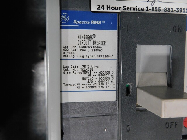 400 Amp. General Electric, Spectra Series, panelboard, 4-wire, 120/208 ...