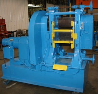 8" x 13" Vertical Calender, 3-roll, 7.5 HP, cored rolls, top & bottom ...