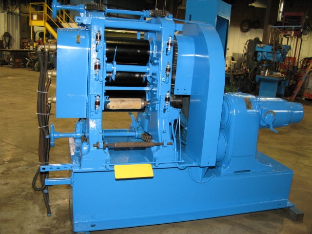 8" x 13" Vertical Calender, 3-roll, 7.5 HP, cored rolls, top & bottom ...