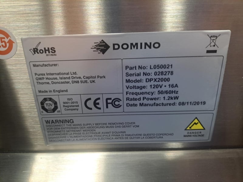 Domino #BCP7-D320i+ETX-BB2.0, laser marking system, fume extraction ...