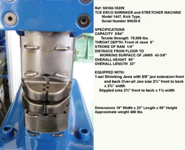 TCE-Erco #1447, shrinker stretcher, kick type, 6" throat, with shrinker ...