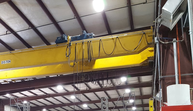 15 Ton, Shaw-Box wire rope, motorized trolley, 2 speed, 25' lift, 460 V ...