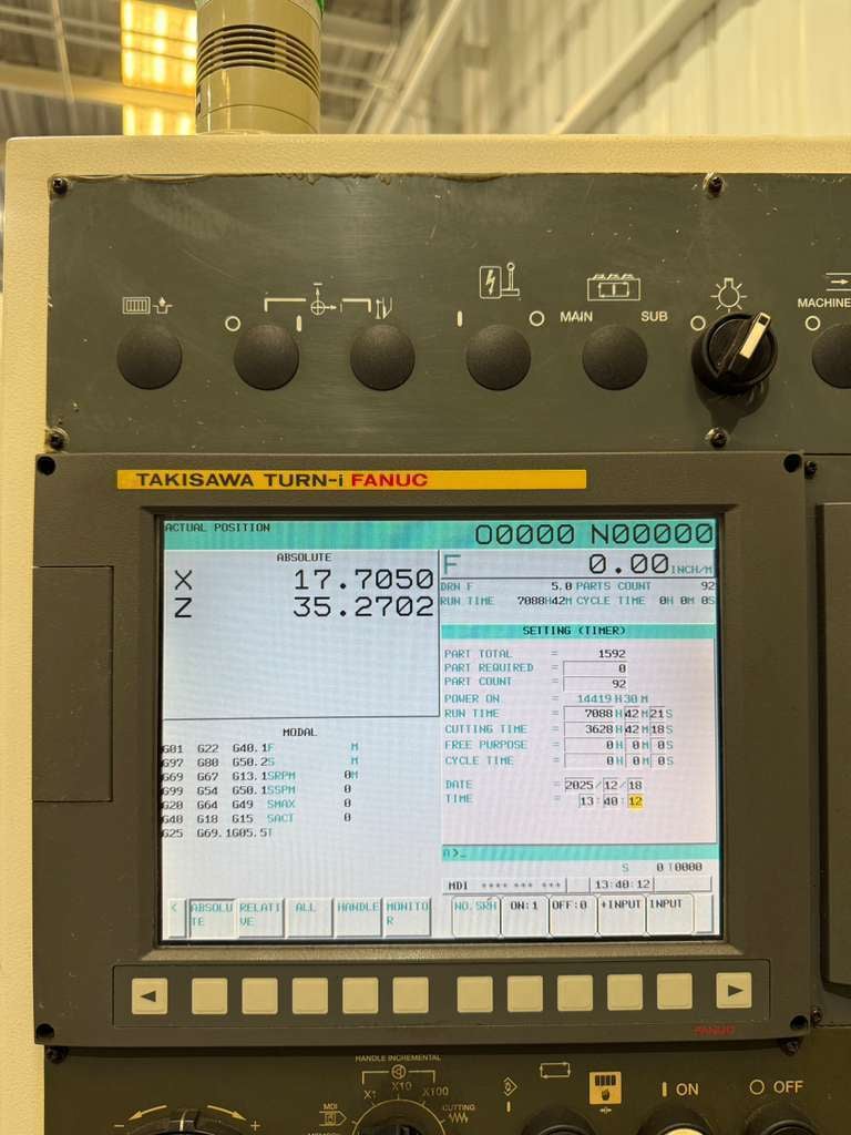 Takisawa #LA-250, CNC Turning Center, 12" 3-Jaw Chuck, 3.39" Bore, 25 ...