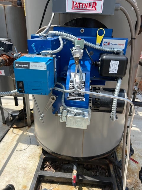 40 HP Lattner Boiler Works, vertical boiler with boiler feed tank ...