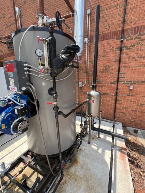 40 HP Lattner Boiler Works, vertical boiler with boiler feed tank ...