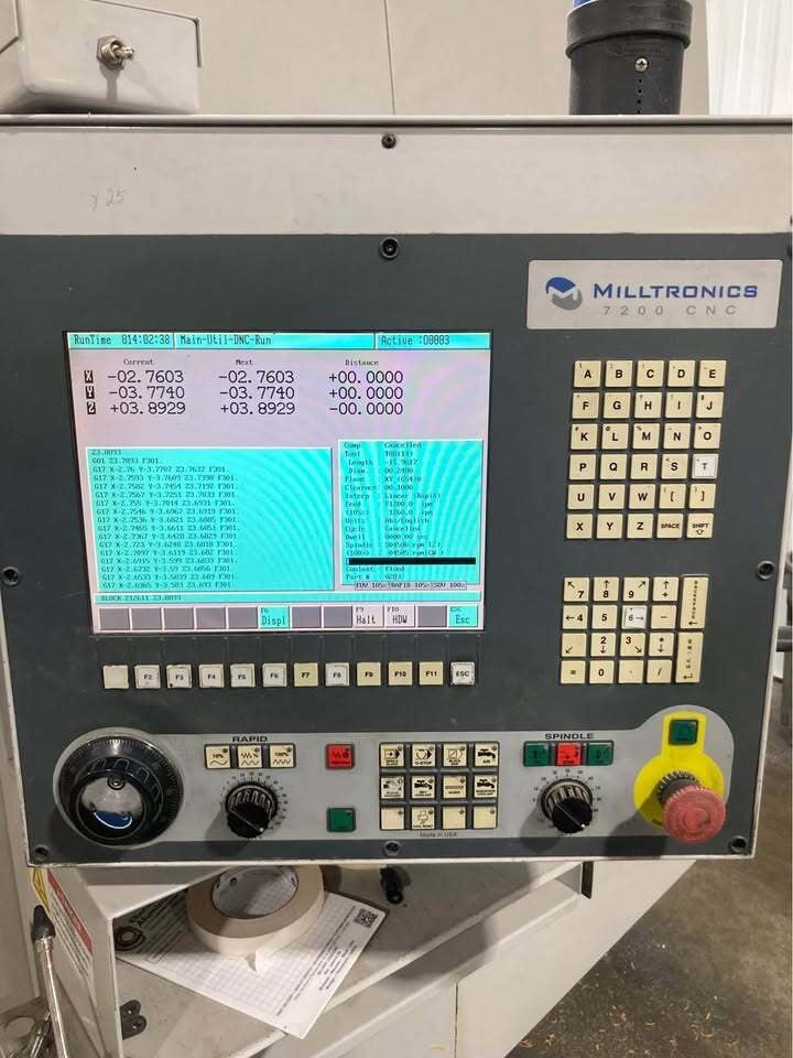 Milltronics #VM25, CNC Vertical Machining Center, 3-Axis, 50" X, 25" Y ...