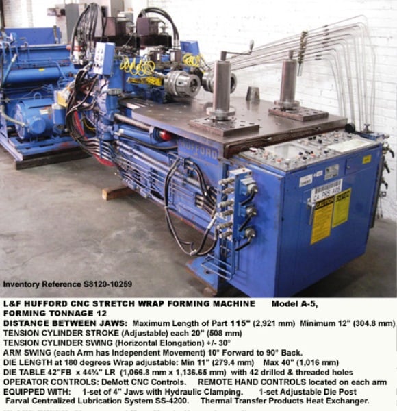 12 Ton, Hufford L & F CNC horizontal stretch wrap forming press #A5 ...