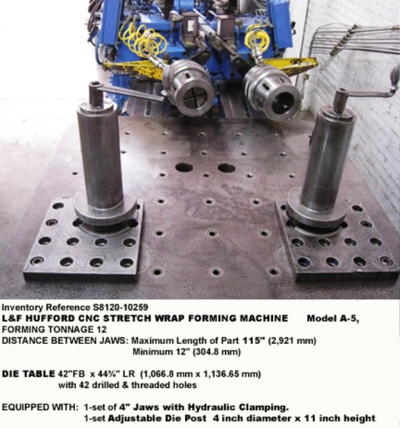 12 Ton, Hufford L & F CNC horizontal stretch wrap forming press #A5 ...