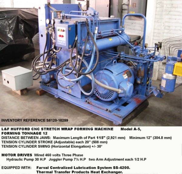 12 Ton, Hufford L & F CNC horizontal stretch wrap forming press #A5 ...