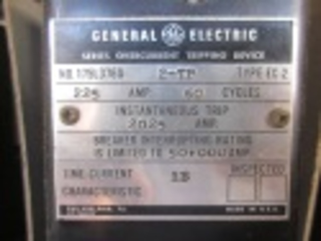 225 Amps, General Electric, AK-1-15-W9, manually operated, drawout, # ...