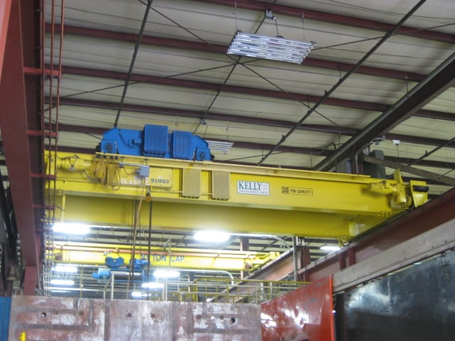 30 Ton, Shaw-Box, 22' 1-1/2" Span, 31' lift, pendant, rail/runway ...