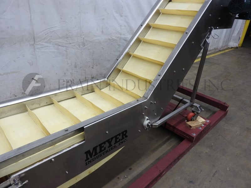 18" wide x 4.3' long, Stainless Steel, inclined cleated conveyor with ...
