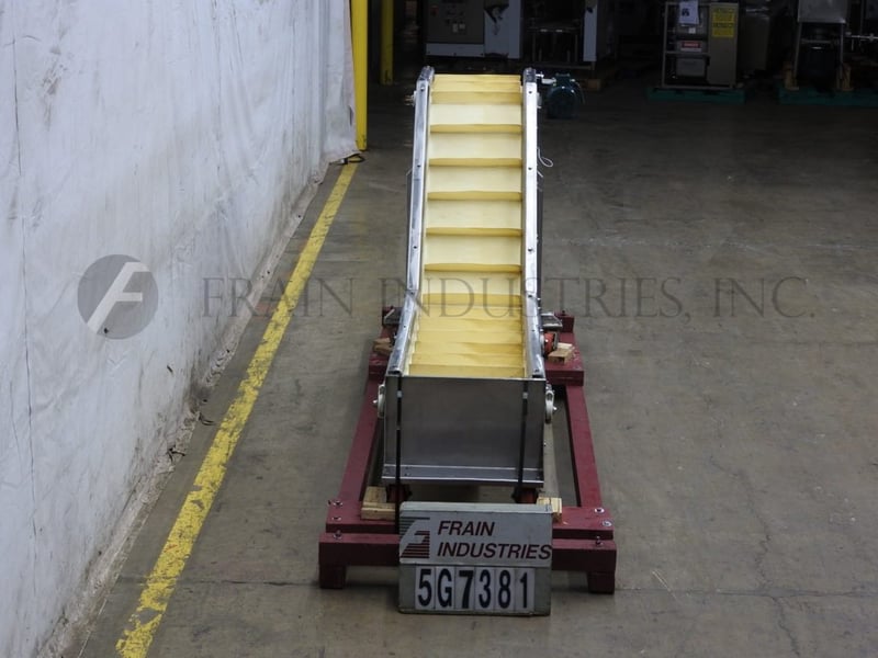 18" wide x 4.3' long, Stainless Steel, inclined cleated conveyor with ...