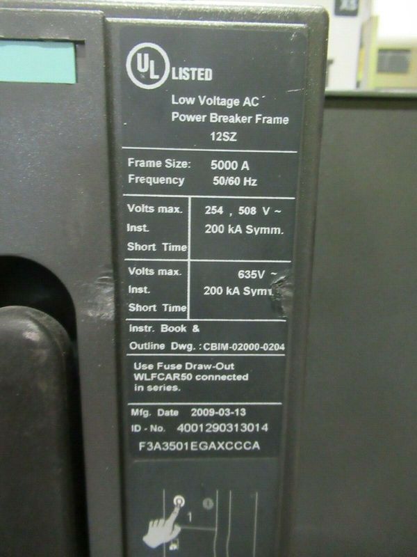 5000 Amps, Siemens, WLF3A350 WLF3A3501EGAXCCCA, WL breaker for Sale ...