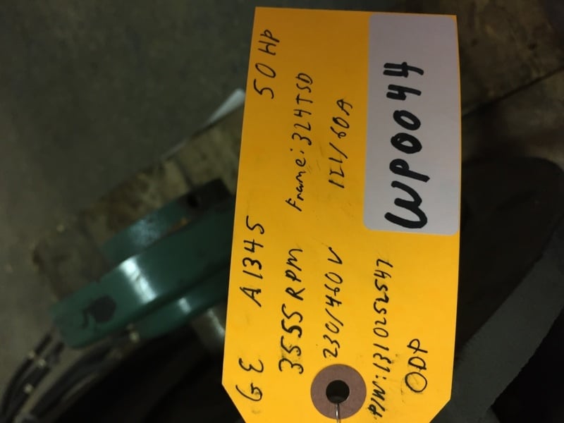 50 HP 3555 RPM General Electric, Frame 324TSD, 121/60 amp, ODP, 230/460 ...